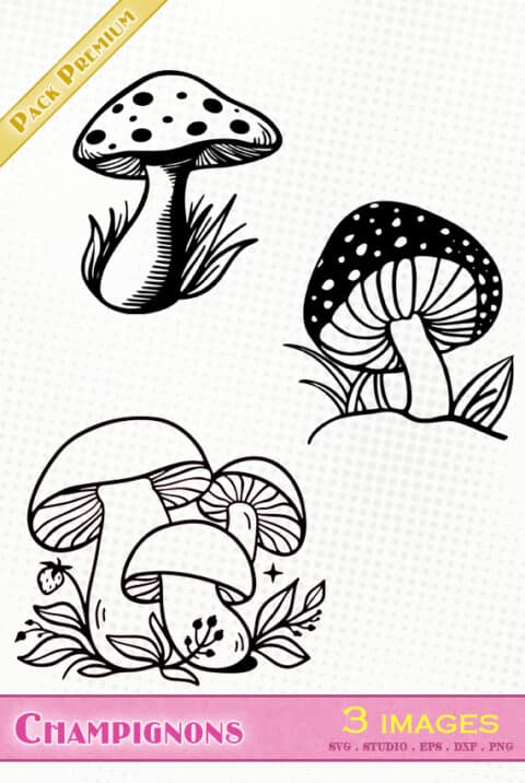 Champignon - Fichiers gratuits SVG + SILHOUETTE STUDIO + PNG